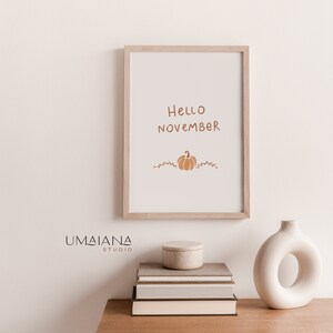Hello November Printable Wall Art Fall Decor Digital Print Neutral Wall ...