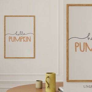 Hello Pumpkin Printable Wall Art Fall Decor Digital Print Neutral Wall ...