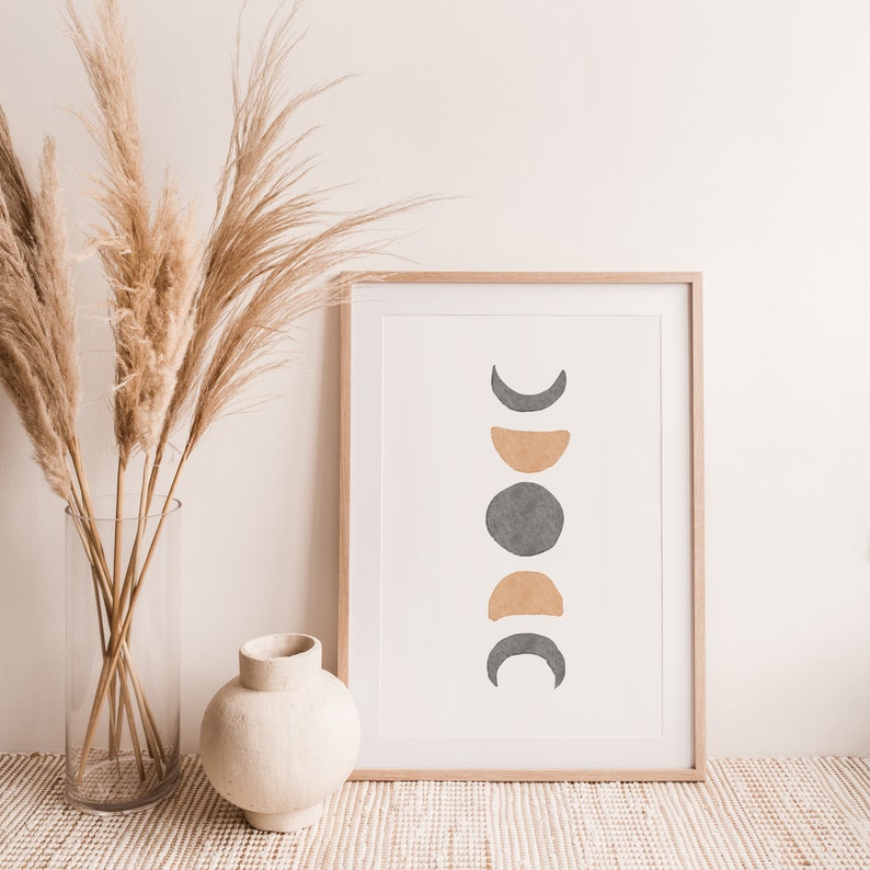 Moon Phases Printable Wall Art Digital Print Neutral Wall Art - Etsy