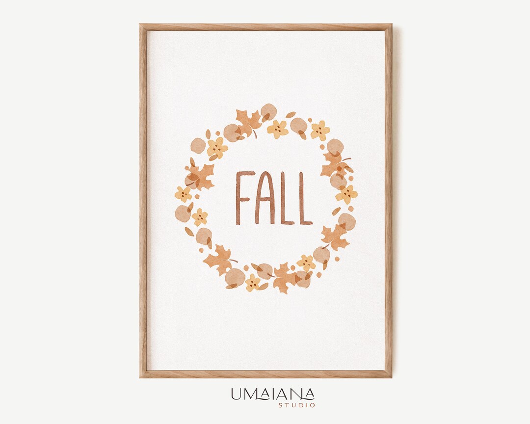Fall Wreath Printable Wall Art Fall Decor Digital Print Neutral Wall ...