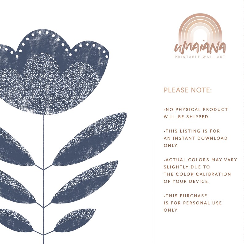 Scandinavian Printable Wall Art Flower Digital Print Neutral | Etsy