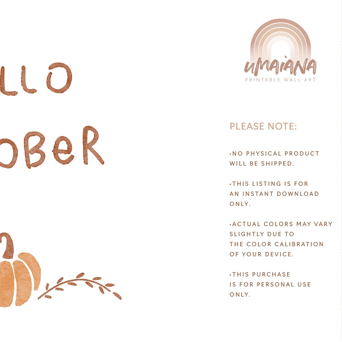 Hello October Printable Wall Art Fall Decor Digital Print - Etsy