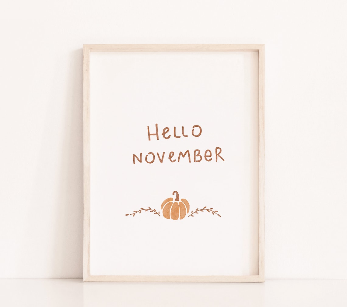 Hello November Printable Wall Art Fall Decor Digital Print - Etsy