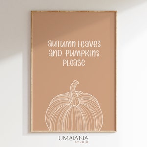 Fall Printable Wall Art Pumpkin Art Fall Prints Autumn Poster Fall Wall ...