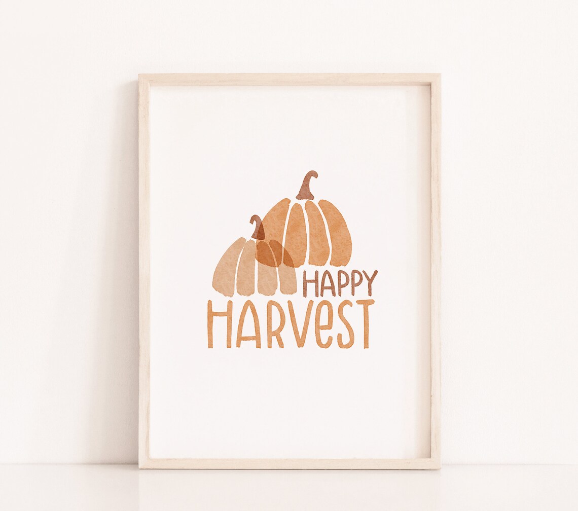 Happy Harvest Printable Wall Art Fall Decor Digital Print | Etsy
