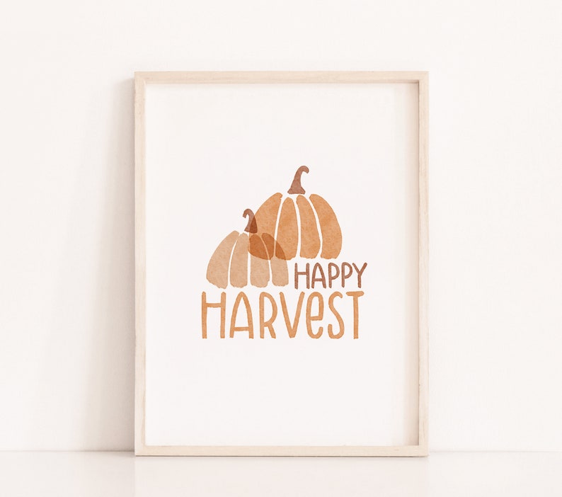 Happy Harvest Printable Wall Art Fall Decor Digital Print | Etsy