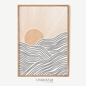 Rising Sun Poster Printable Wall Art Digital Print Neutral Wall Art ...