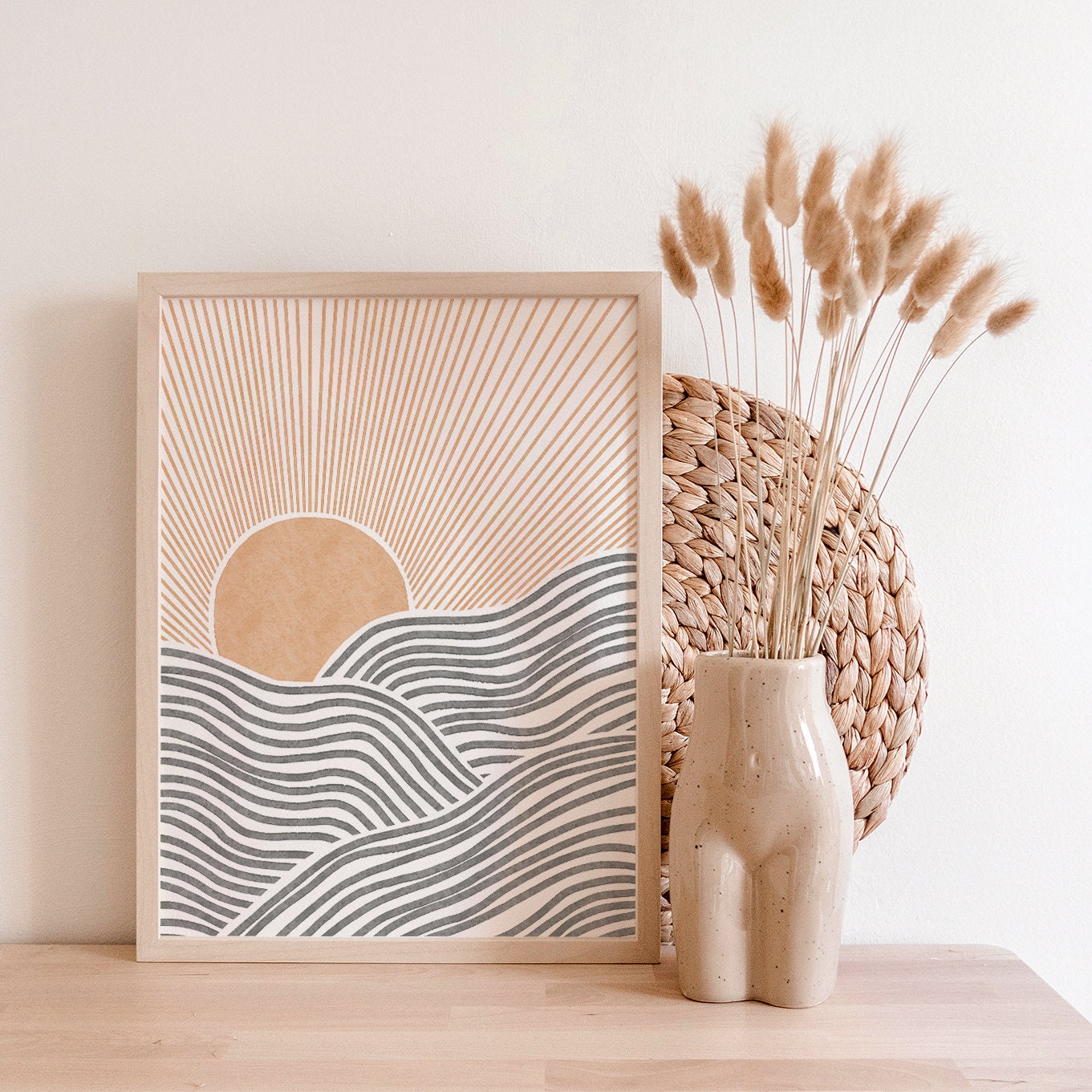 Rising Sun Poster Printable Wall Art Digital Print Neutral | Etsy