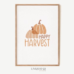 Happy Harvest Printable Wall Art Fall Decor Digital Print Neutral Wall ...