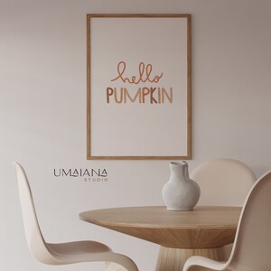 Hello Pumpkin Printable Wall Art Fall Decor Digital Print Neutral Wall ...