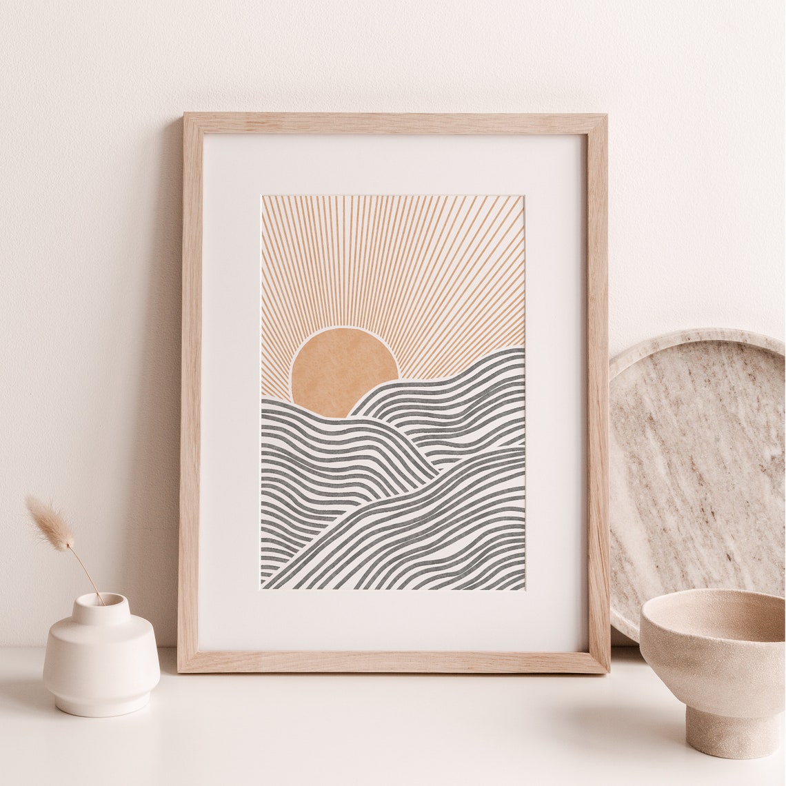 Rising Sun Poster Printable Wall Art Digital Print Neutral | Etsy