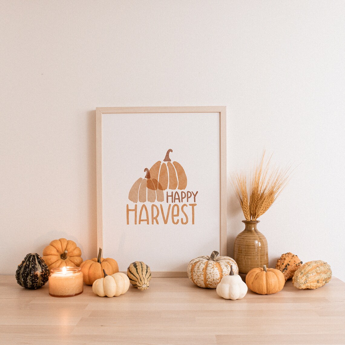 Happy Harvest Printable Wall Art Fall Decor Digital Print | Etsy