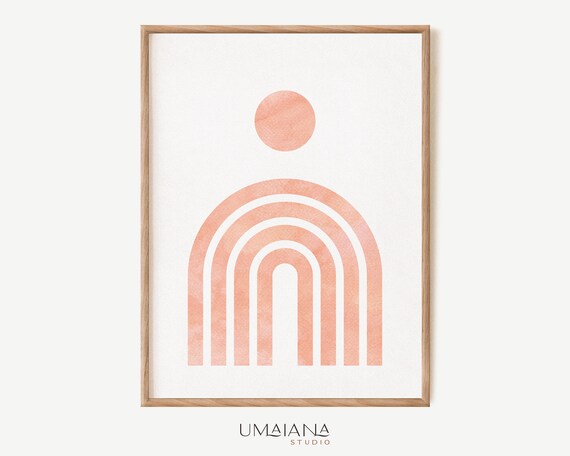 Mid Century Modern Rainbow Printable Wall Art Digital Print | Etsy