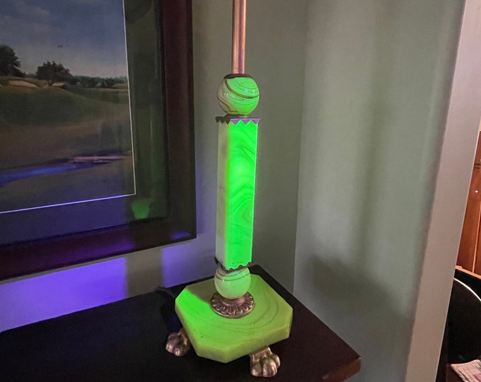 Fantastic Antique Custard Slag Table Lamp, Uranium Glass - Etsy