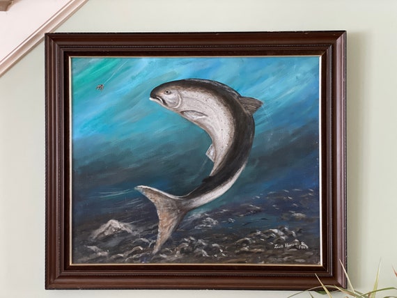 Original Atlantic Salmon Painting by Well Known Wildlife PEI - Etsy