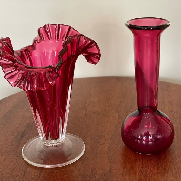 Cranberry Glass Vase - Etsy