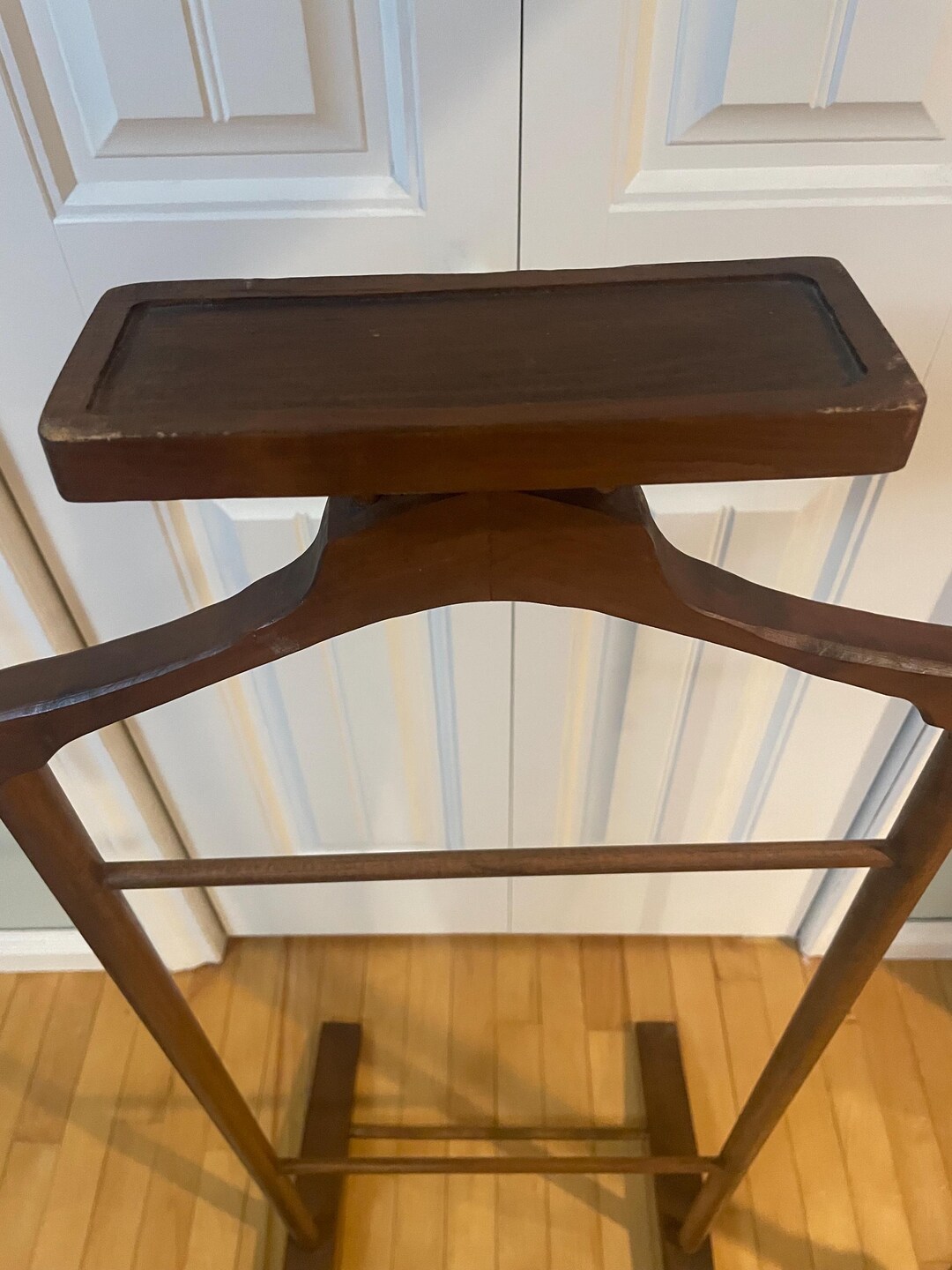 Dark Wood Valet Stand - Mid Century Gentlemen's Clothing Rack Stand ...