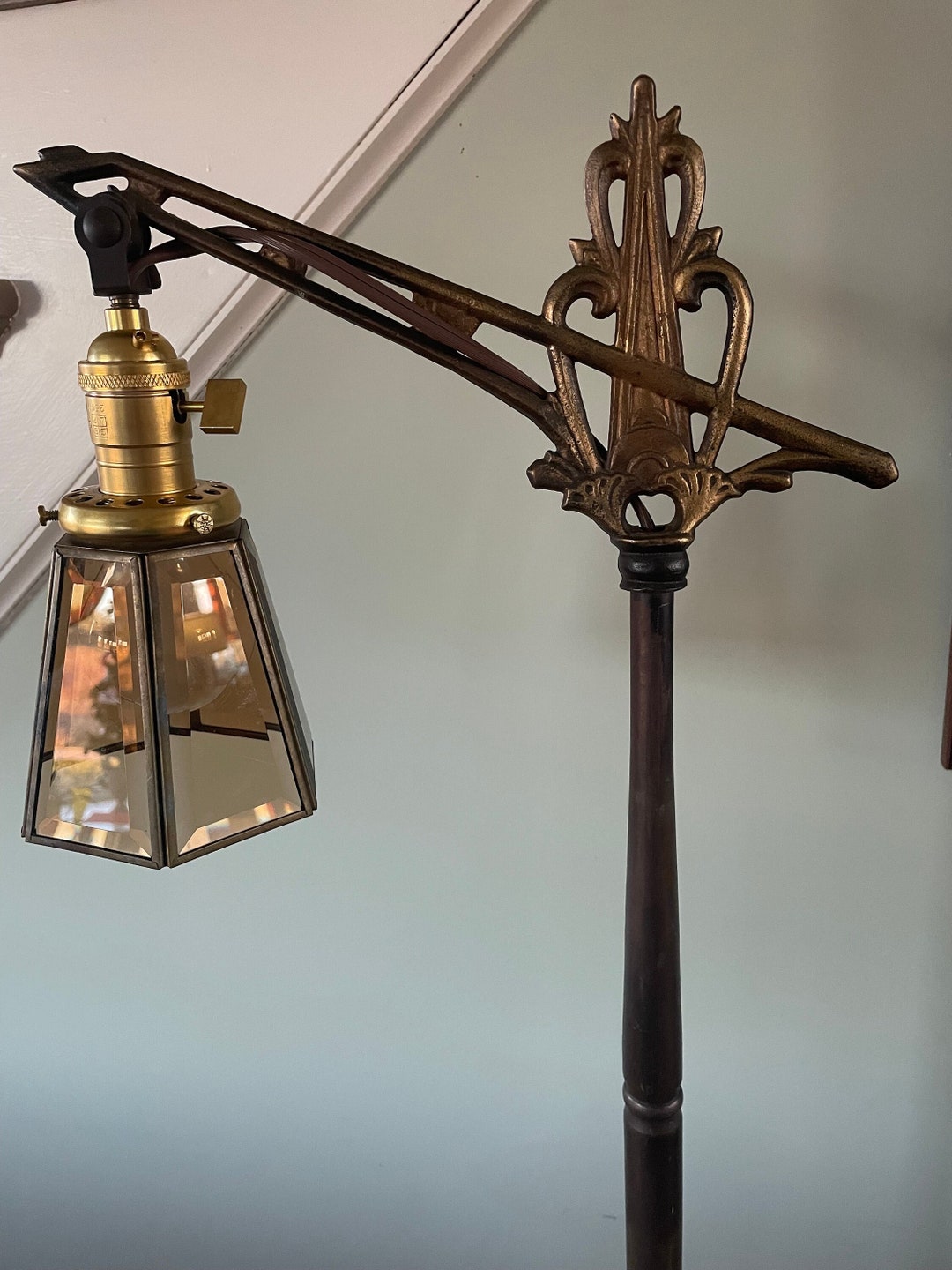 Antique Bridge Lamp Art Deco Floor Lamp With a Beautiful Six - Etsy