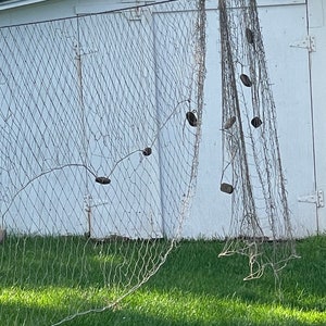 Antique Hand Tied Fishing Net With Wooden Floats Still Attached - Etsy
