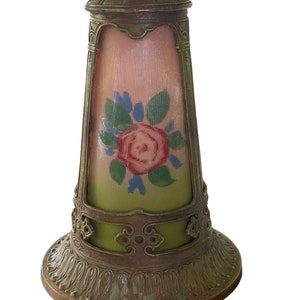 Art Nouveau Reverse Painted Glass Panel Lamp - Etsy