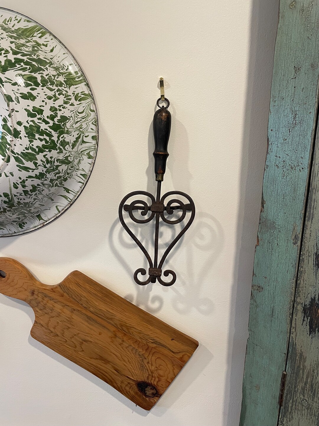Antique Footed Cast Iron Trivet With a Wooden Handle Circa 1800. - Etsy