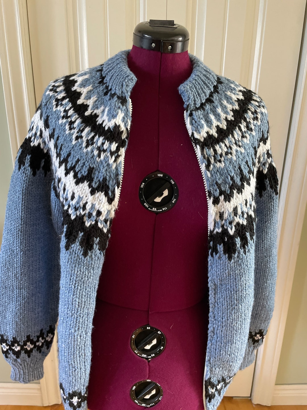 Handknit Wool Nordic Style Sweater With Zipper - New Never Used - Etsy