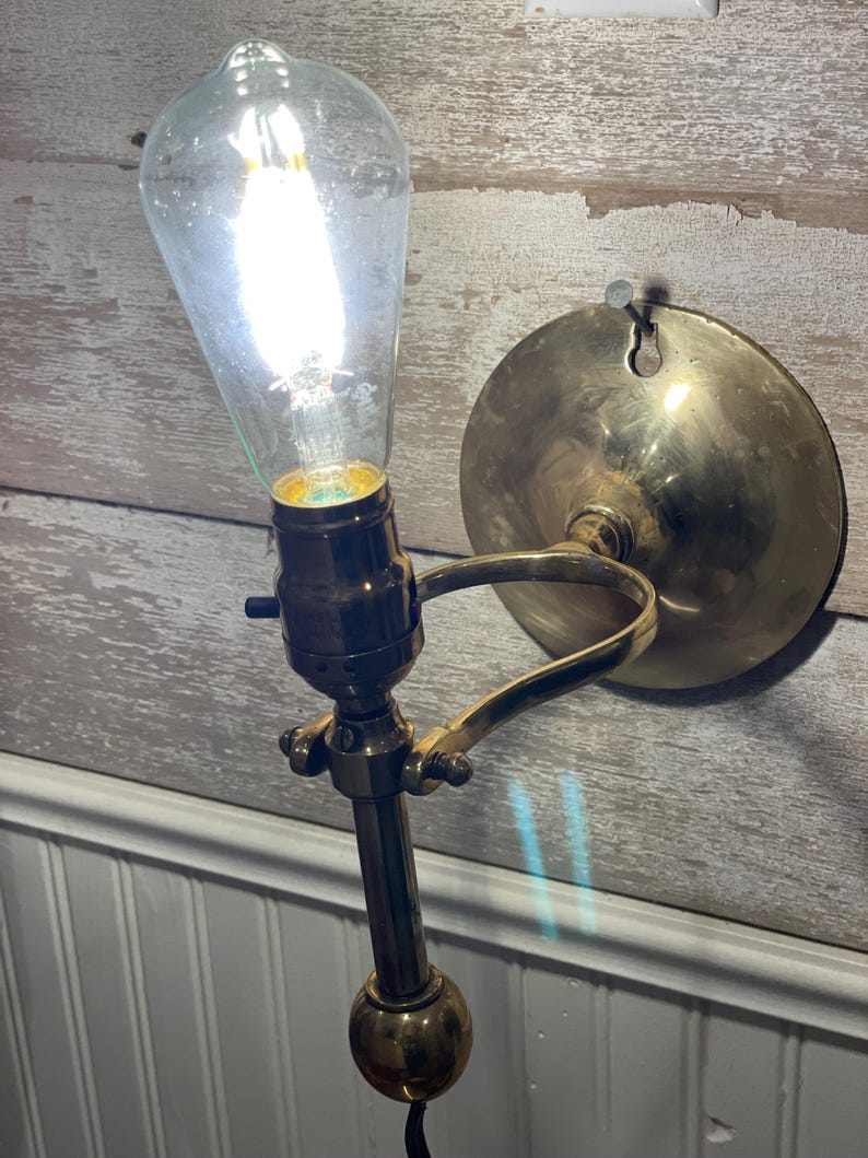 Pair of Nautical Heavy Brass Antique Ship's Bulkhead or Cabin Lamp on a ...