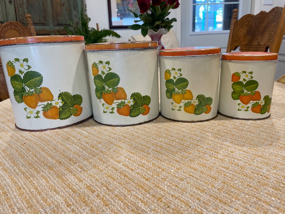 Set of 4 Nesting Metal Canisters C. 1950s Farmhouse Decor - Etsy