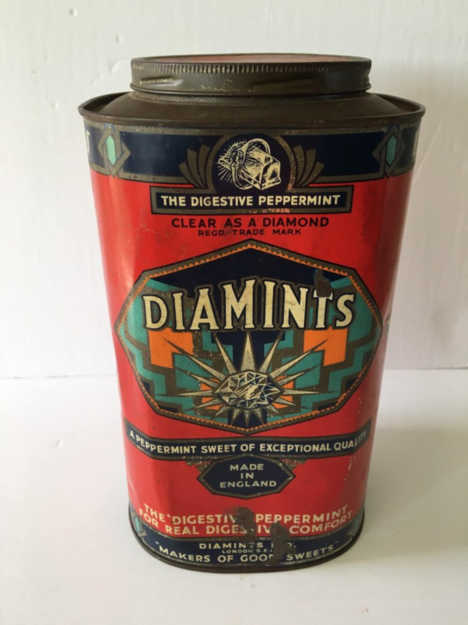 Vintage Diamints peppermints colorful tin from 1930's | Etsy