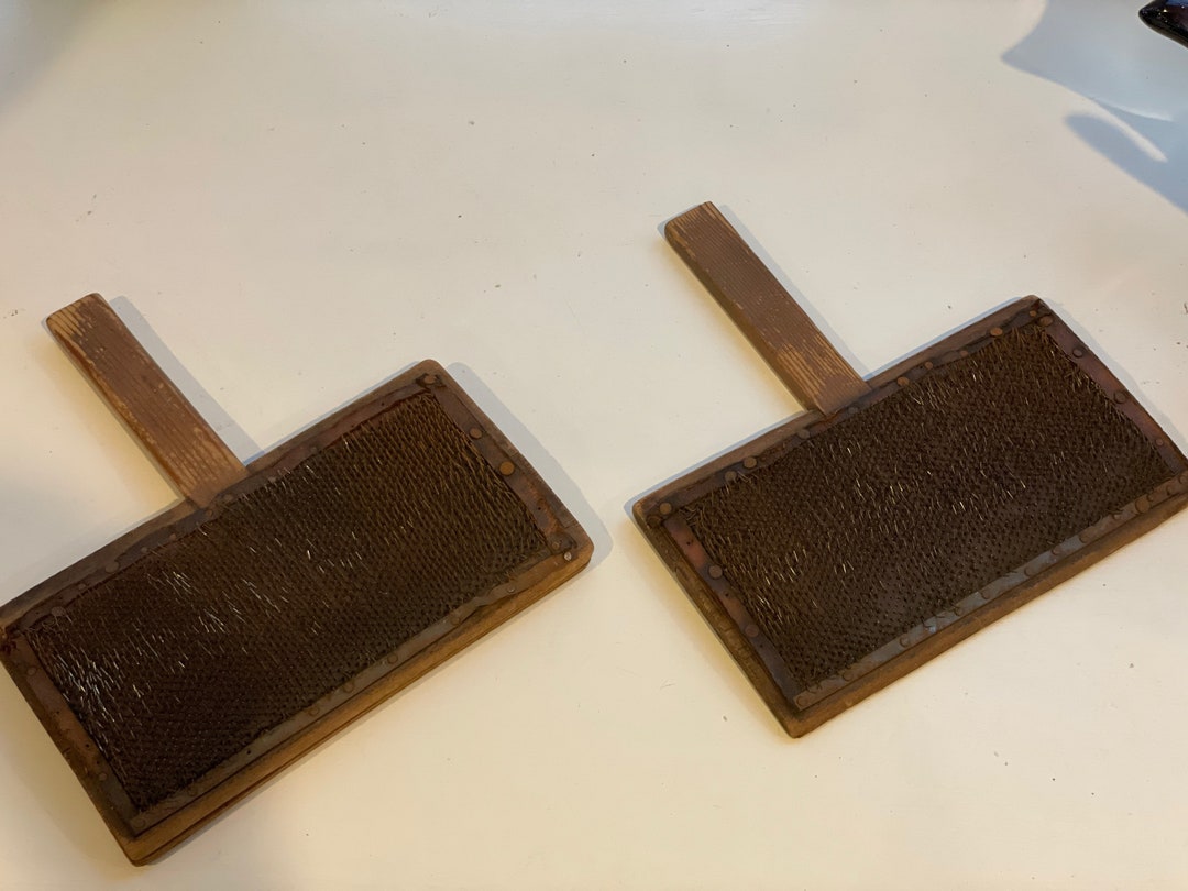 Set of Antique Home Made Sheep Wool Carders From the Early 1900's. - Etsy