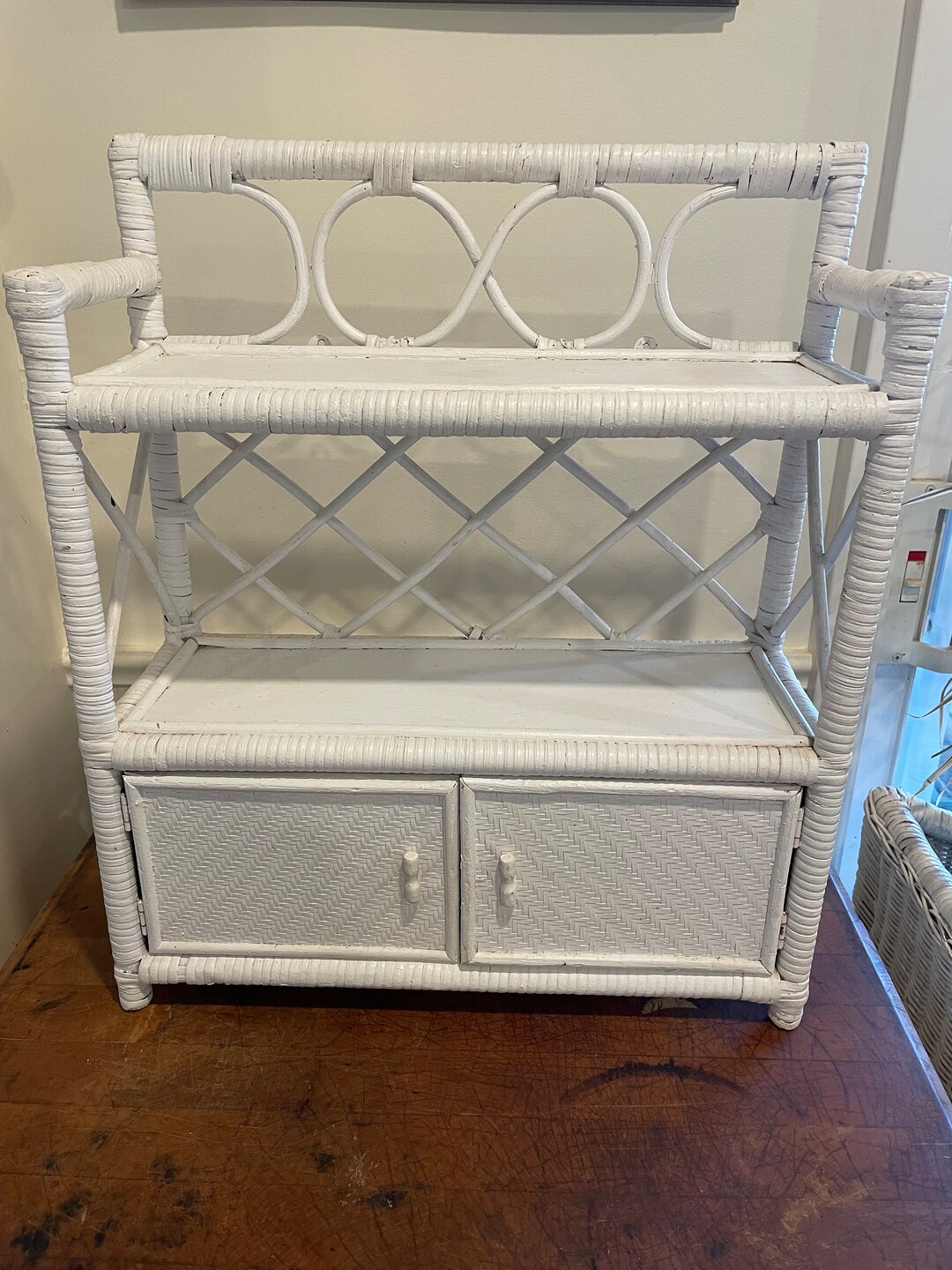 Vintage Wicker Shelf, 1960-70s Rattan Wall Cabinet; Cottage Decor - Etsy
