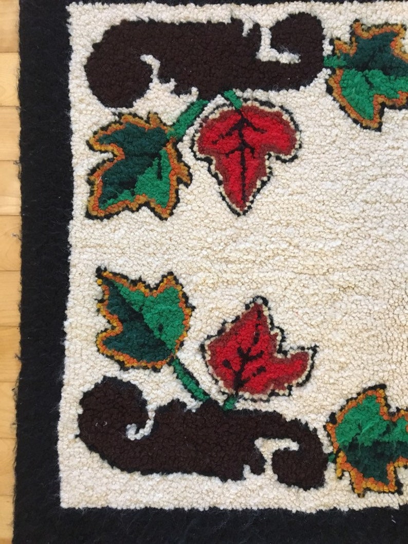 A Hand Hooked Maple Leaf Pattern Rug With a Slight Discoloring - Etsy