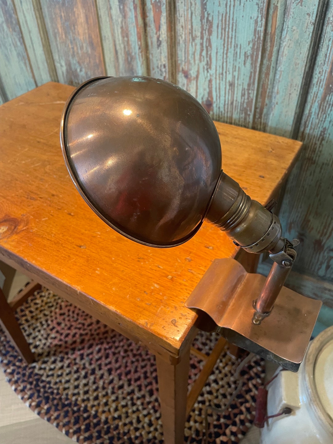 Vintage Industrial Copper Clamp Lamp, Antique Art Deco Lamp, Antique ...