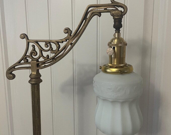 Antique Art Deco Bridge Floor Lamp With a Gorgeous Antique Milk Glass ...