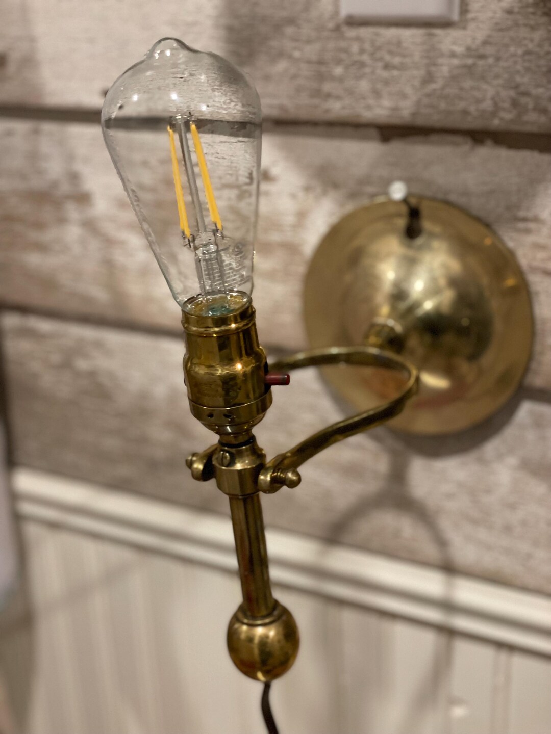 Pair of Nautical Heavy Brass Antique Ship's Bulkhead or Cabin Lamp on a ...