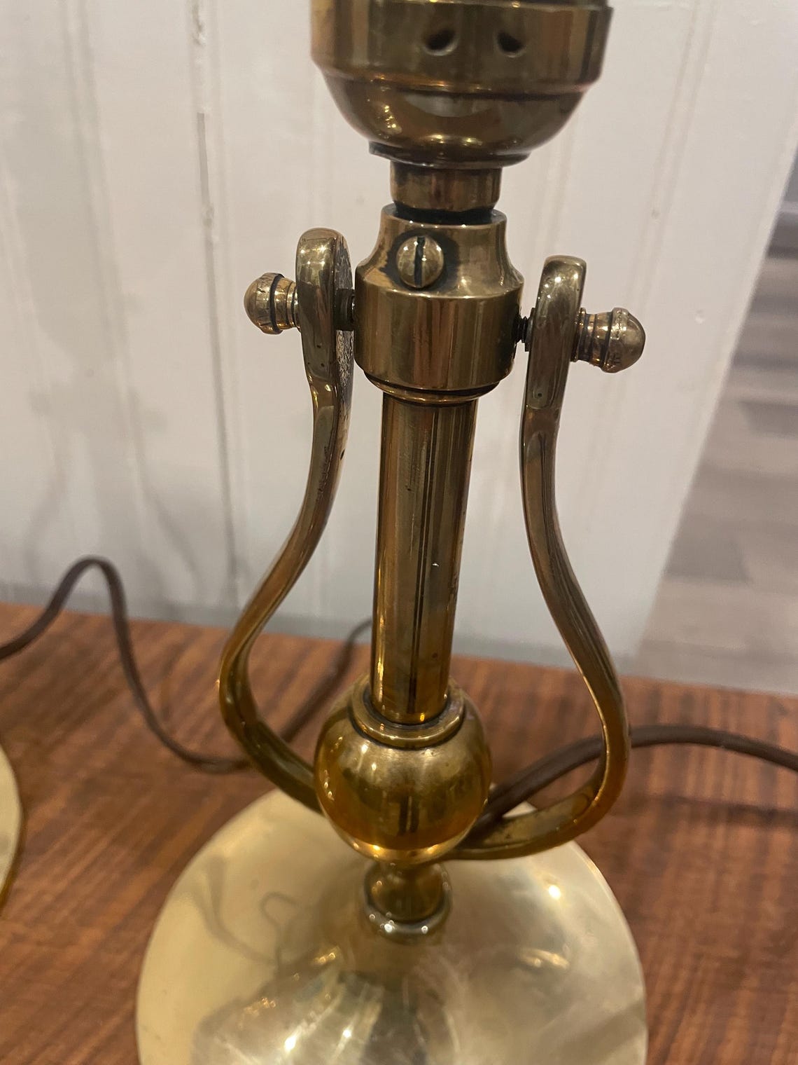 Pair of Nautical Heavy Brass Antique Ship's Bulkhead or Cabin Lamp on a ...