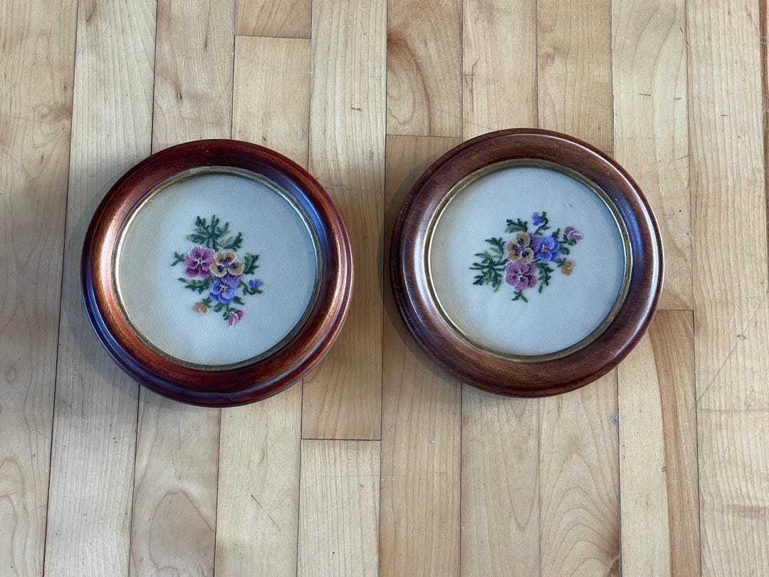 A Nice Pair of Early Walnut Antique Round Shadow Box Picture Frames ...