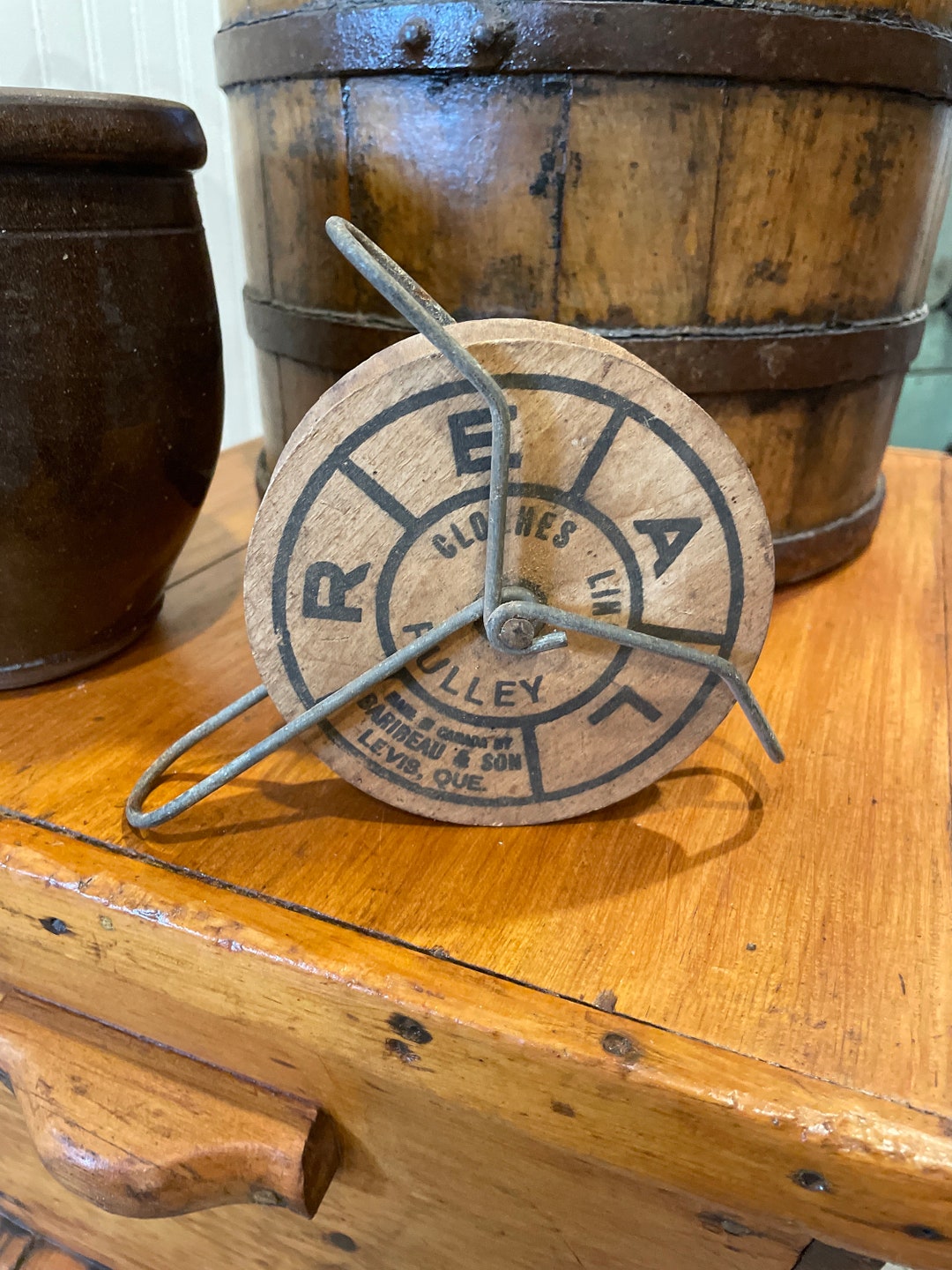 Antique Wooden Clothesline Pulley - REAL Clothes Line Pulley, Made in ...