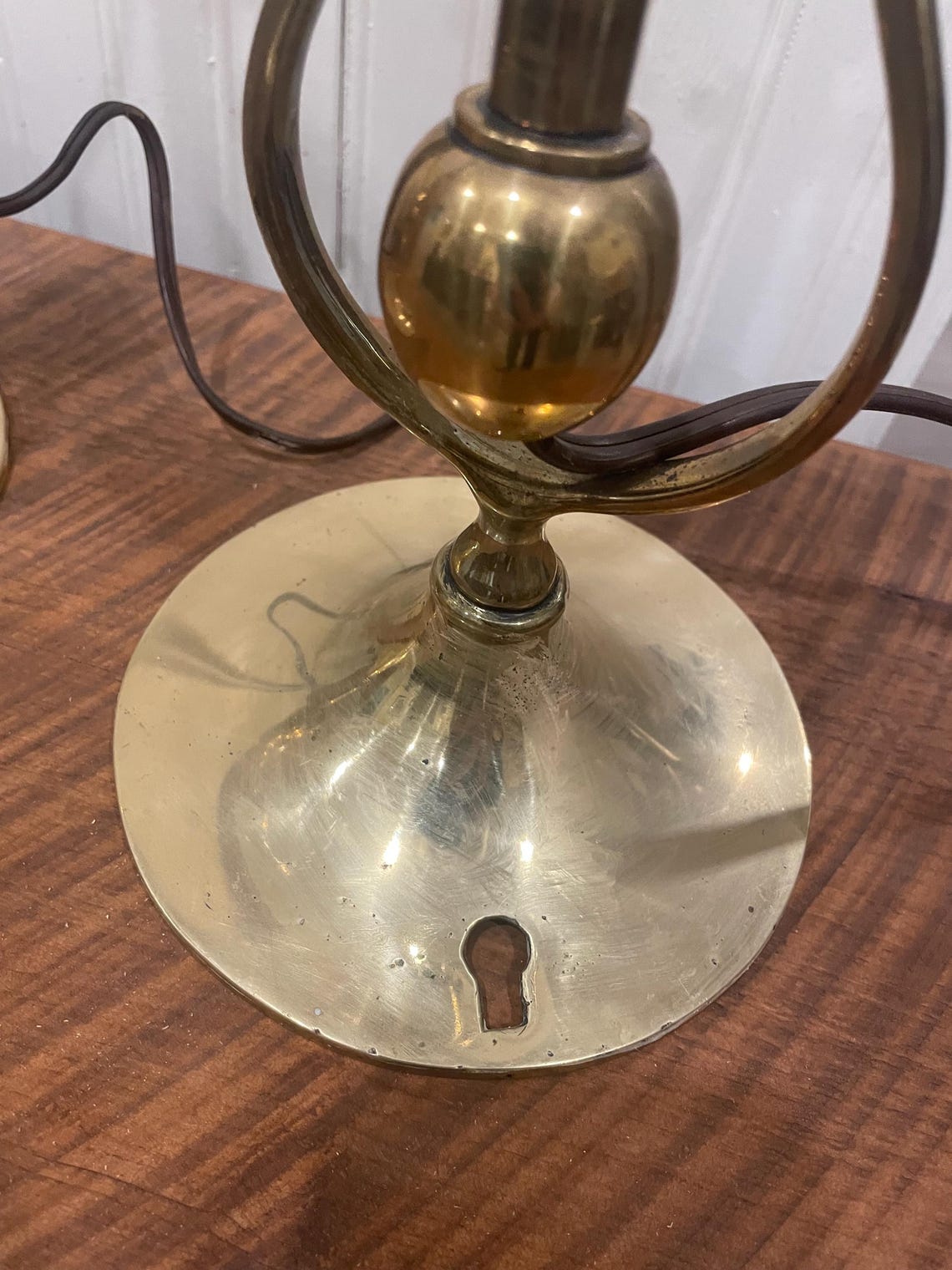 Pair of Nautical Heavy Brass Antique Ship's Bulkhead or Cabin Lamp on a ...