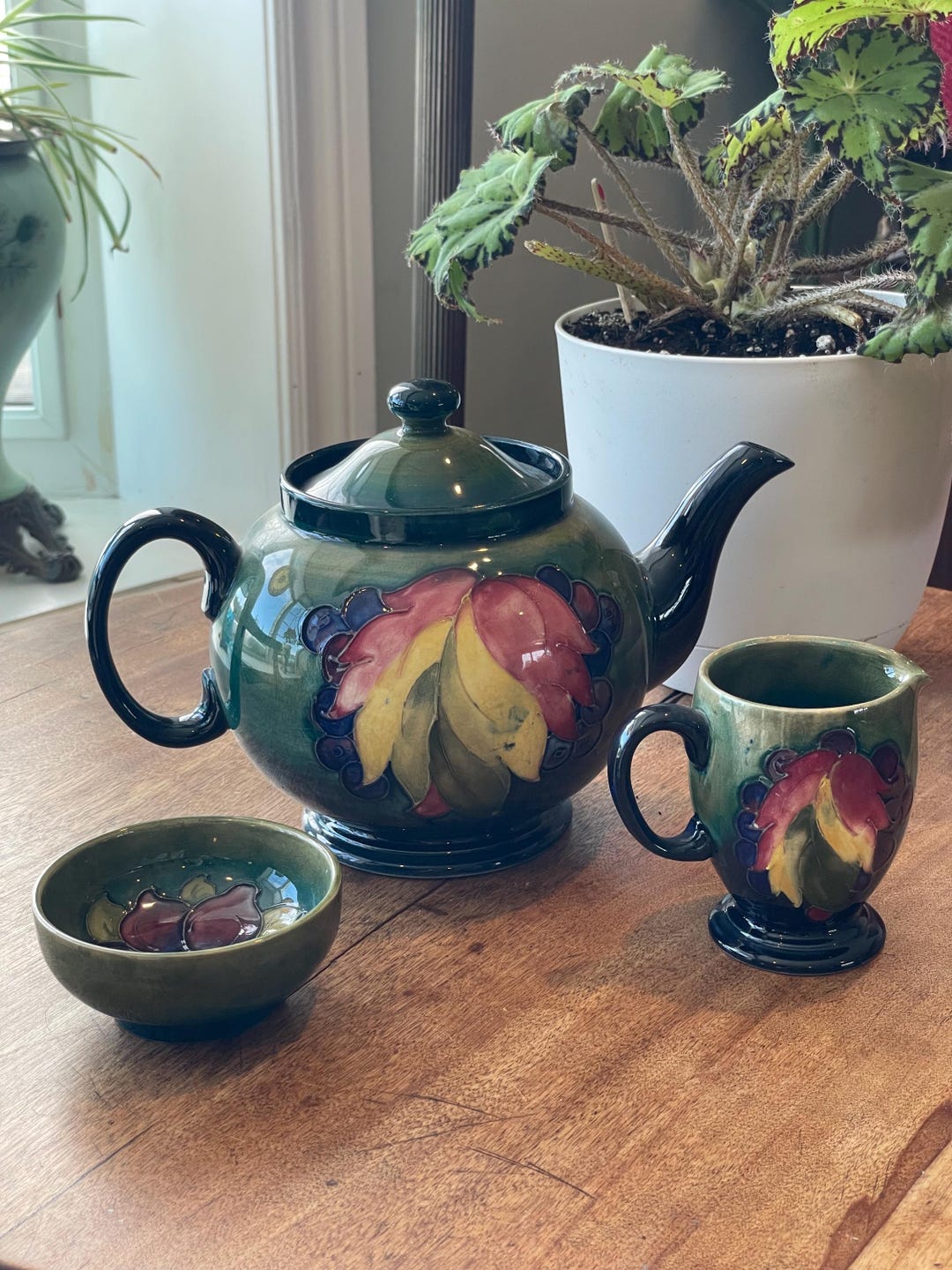 Stunning William Moorcroft Pottery Grape & Leaf Pattern Teapot Set - Etsy