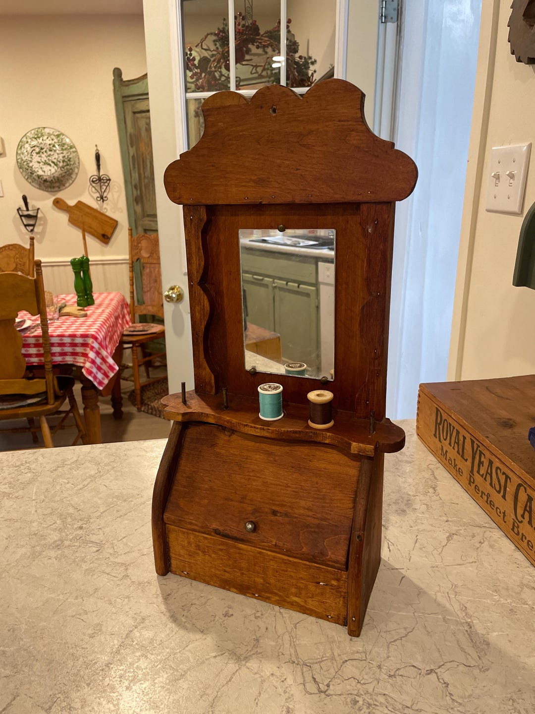 An Early Wall Pine Thread Box That Has Been Refinished. Circa 1920. - Etsy