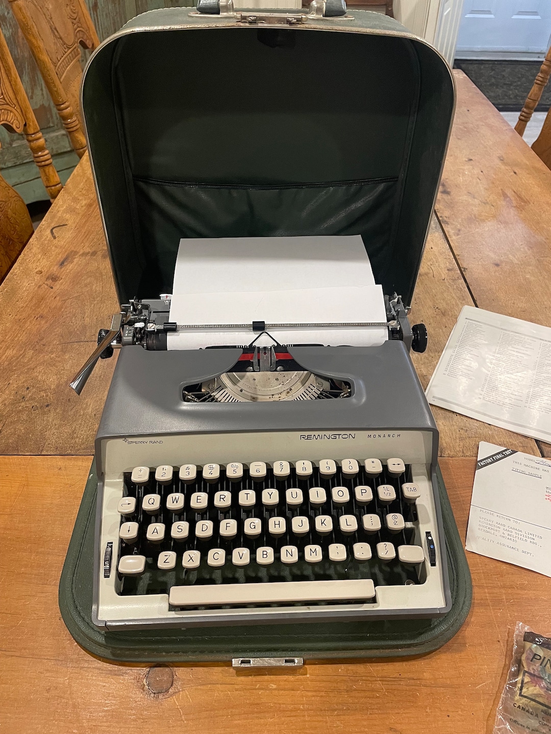 Vintage 1960s Remington Monarch Sperry Rand Typewriter With Case, Key ...