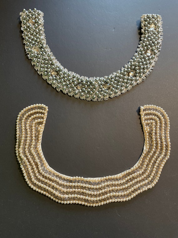 Two Antique Japanese Beaded Collars neckline Glass … - Gem