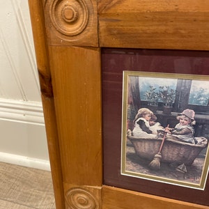 Crafted Vintage Pine Picture Frame With Nice Matting and Cute Picture ...