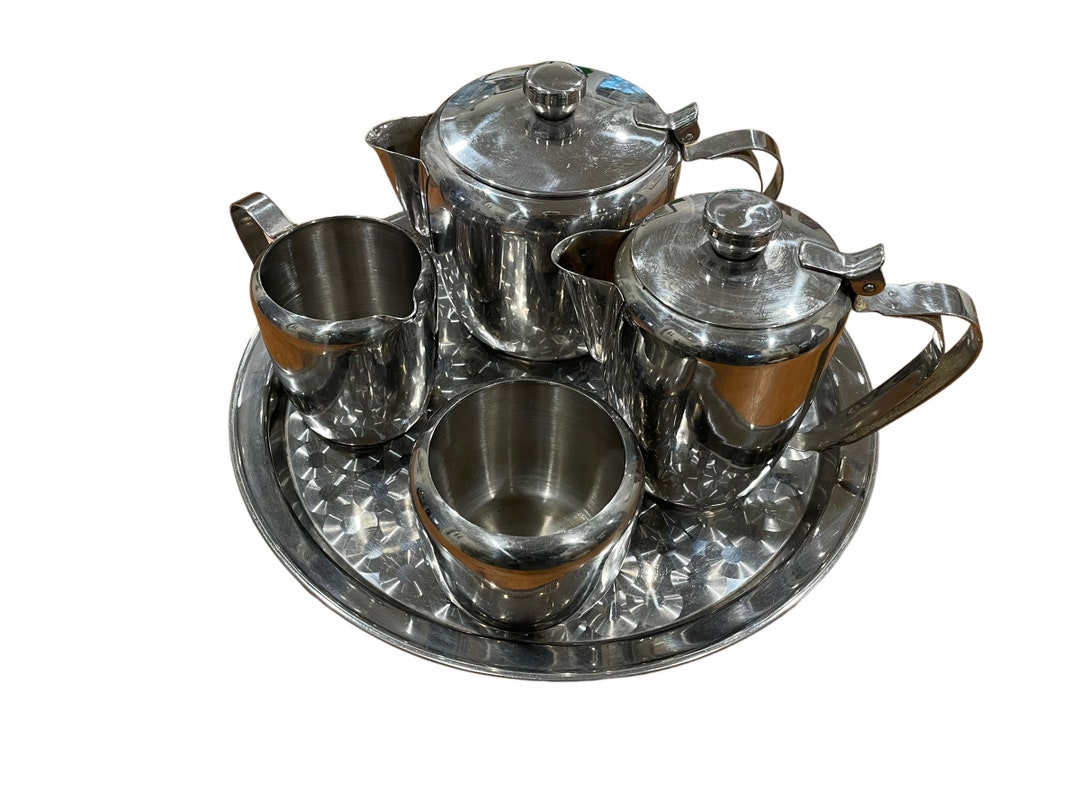 Vintage Stainless Steel Tea Set - Made in Korea - Etsy