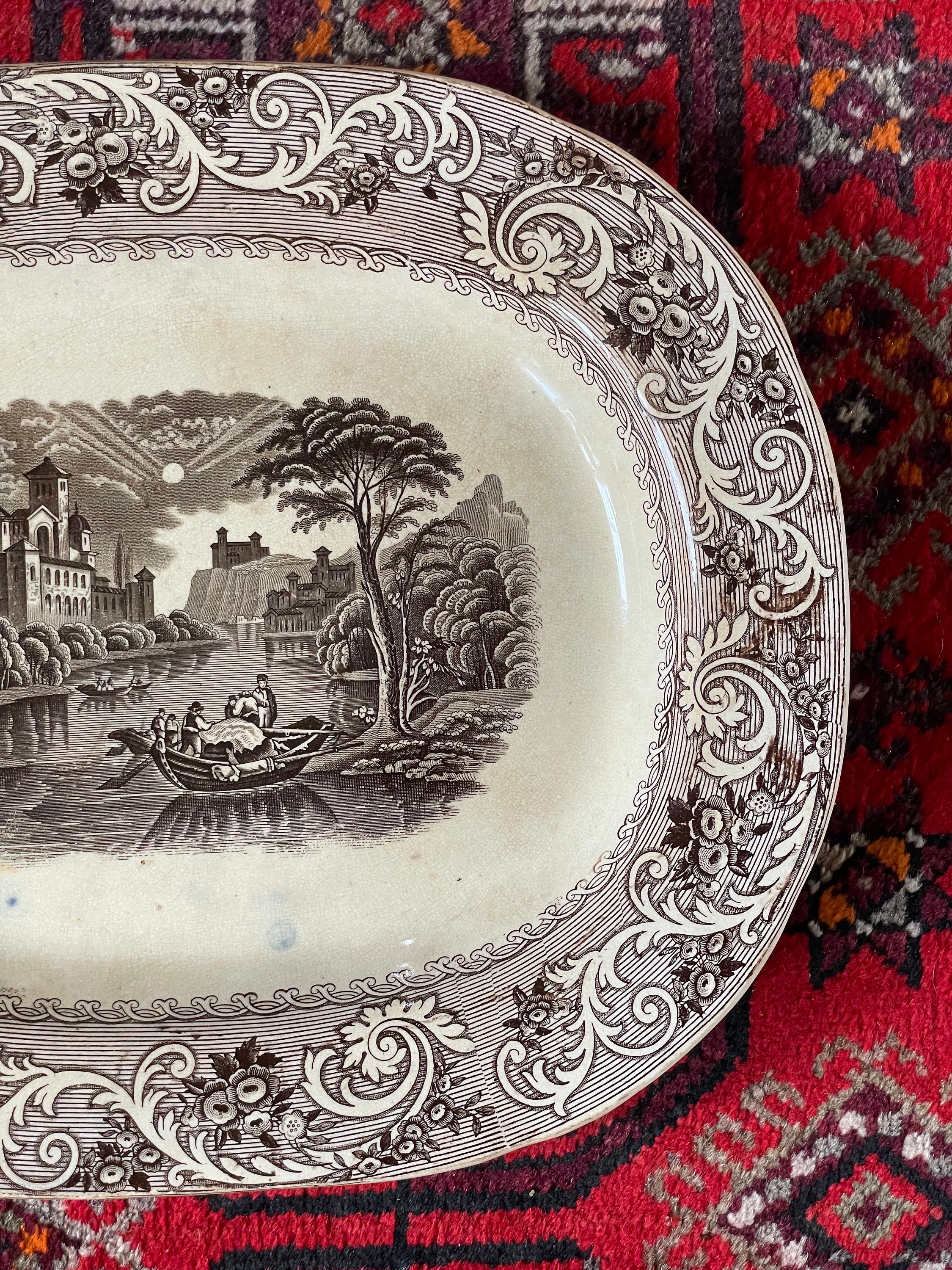 Rare F. Primavesi & Sons Brown Transfer Platter From the Mid 1800's. - Etsy