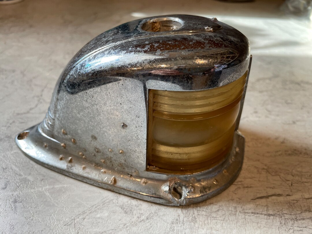 Vintage Chromed Perko Brand White Bow Light With Hole for Bow Flag - Etsy