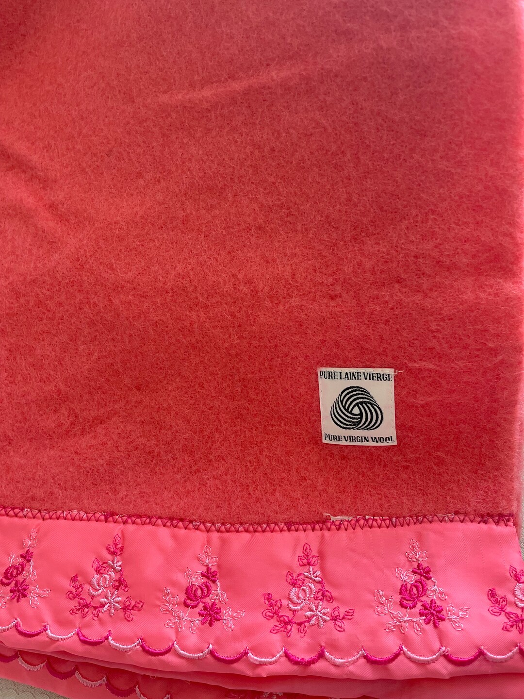 Simpson Sears Pure Virgin Wool Blanket With Embroidered Satin - Etsy