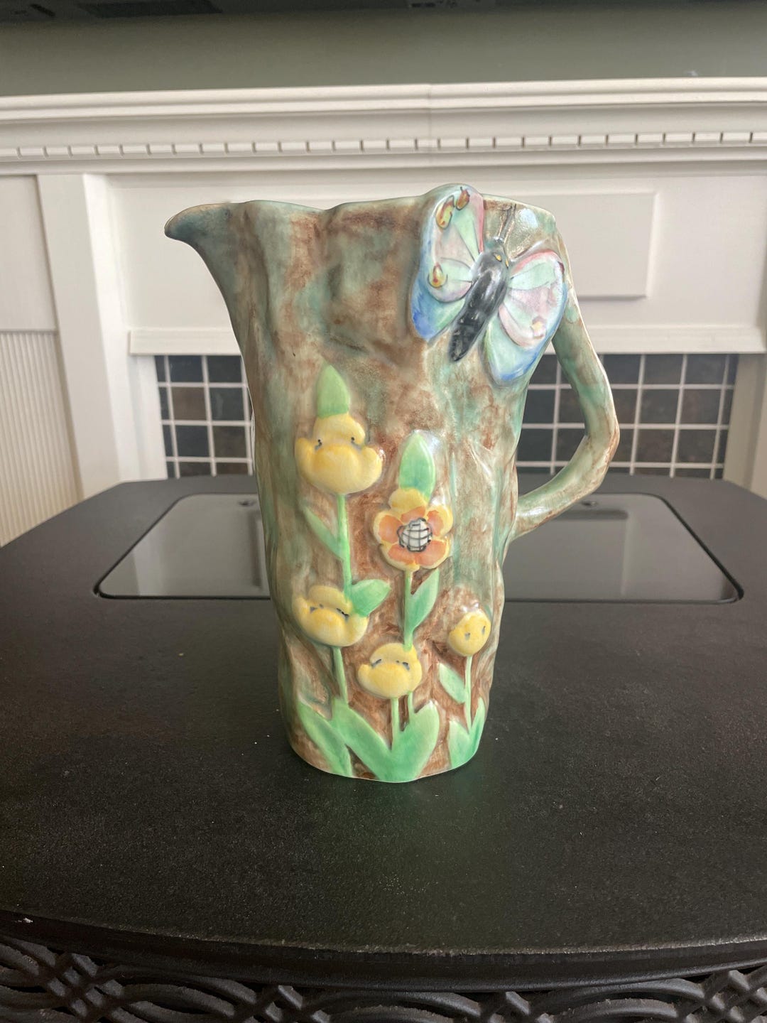 Vintage Radford Butterfly Ware Pottery Pitcher – English Floral Jug – 9 ...