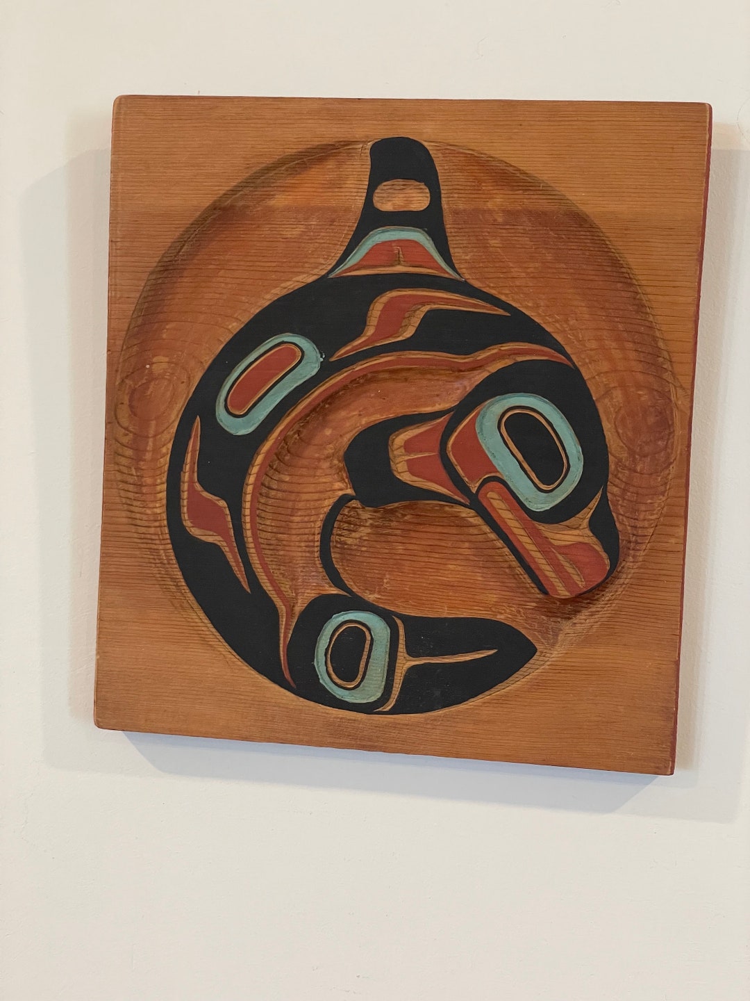 Odin Lonning Tlingit Killerwhale Cutout Carving Dated and Signed by ...